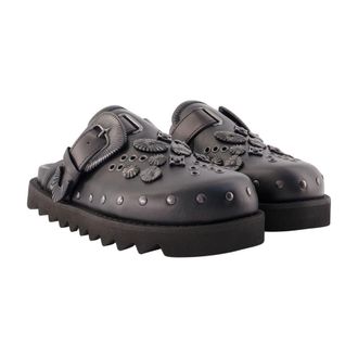 Toga Archives Studded Leather Mule - Black