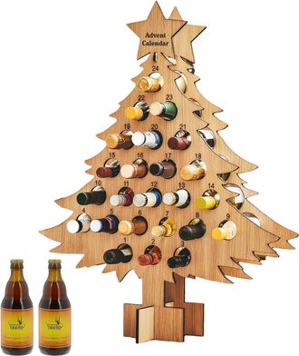 Generico Weinregal mit Countdown, h&auml;lt 12 Weinflaschen, Weihnachtsweinflaschenhalter und Countdown-Halter, lustige Weihnachtsdekorationen in Weihnachtsbaumform