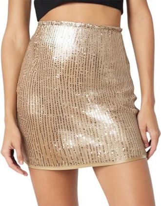 Generic Mini Jupe Femme Paillette Taille Haute Sexy, Jupe Courte Femme Moulante et Brillante, Jupe Crayon Femme Chic pour Soir&eacute;e Clubbing Cocktail et Mariage,