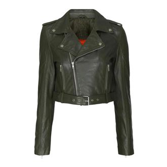 Notyz Army Green Bikerjacke mit G&uuml;rtel - - Jackets - Damen - Gr&uuml;n - 2XL