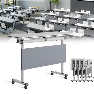 Generic Mobiler Klapptisch, wei&szlig;er klappbarer Konferenztisch mit ger&auml;uschlosen Drehrollen, vielseitiges Besprechungsraumm&ouml;bel f&uuml;r B&uuml;roveranstaltungen und Zusa