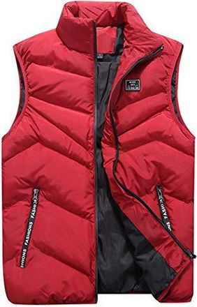 Generic Gilet matelass&eacute; l&eacute;ger pour homme sans col - Gilet dhiver chaud pour homme - Grandes tailles - Veste thermique - Col montant - Doudoune avec fermeture 