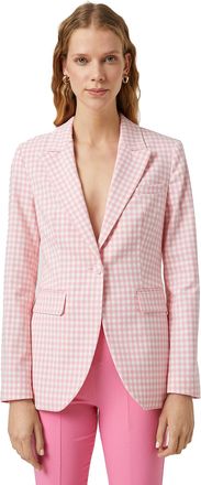 Koton Damen Pocket Detail One Button Blazer, Pink Check (2c7), 34 EU