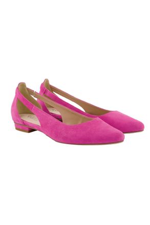 Ulla Popken Damen gro&szlig;e Gr&ouml;&szlig;en &Uuml;bergr&ouml;&szlig;en Plus Size Leder-Ballerinas, Cut-Out, Weite H orientpink 43 814045800-43