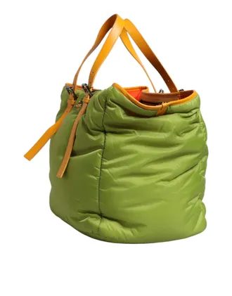 Dolce & Gabbana Quilted Nylon Logo Plaque Tote Bag - Green