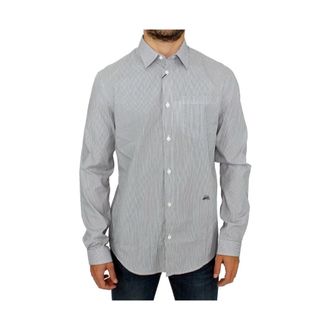 Gianfranco Ferre Grau Gestreiftes Baumwoll-Freizeithemd - - Shirts - Herren - Grau - XL