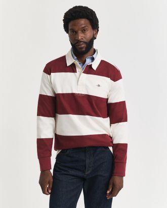 GANT Herren Heavy Rugger mit Blockstreifen (XXXL) PLUMPED Rot