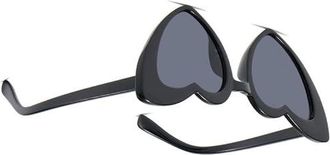 Generic Lunettes de Soleil à Verres Gris en Forme de Coeur, Protection UV élégante pour Femmes, Lunettes de Coeur Vintage pour Femmes (Monture noire, verres g