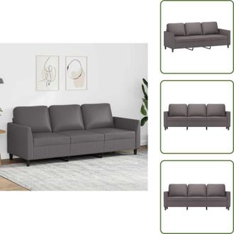 vidaXL 3-Sitzer-Sofa Grau 180 cm Kunstleder - 3-Sitzer-Sofa - Couch - Wohnlandschaft - Ledercouch - Grau Sofa
