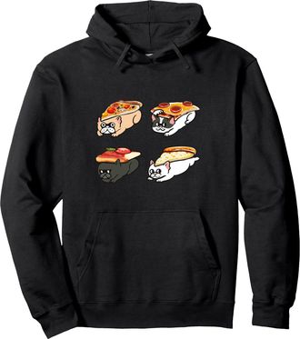Huebucket Pizza French Bulldog Pullover Hoodie
