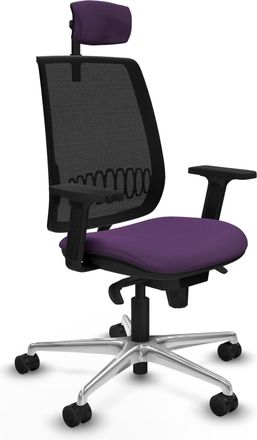 Piqueras y Crespo Alares B&uuml;rostuhl mit 2D-Armlehnen, h&ouml;henverstellbare Lendenwirbelst&uuml;tze und h&ouml;henverstellbares Kopfteil, Schwarz / Violett