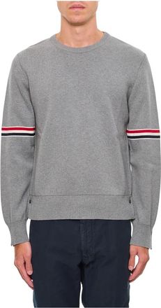 Thom Browne Homme, Pulls, Gris, Taille: XL Pull ras du cou en coton