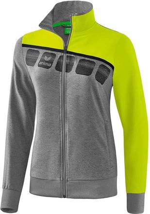 Erima Damen 5-C Präsentationsjacke, grau melange/lime pop/schwarz, 34