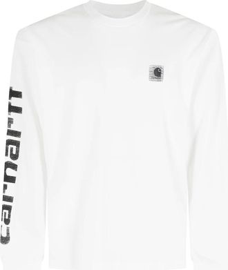 Carhartt Work in Progress Homme, Tops, Blanc, Taille: M Long Sleeve Archive Script T-Shirt