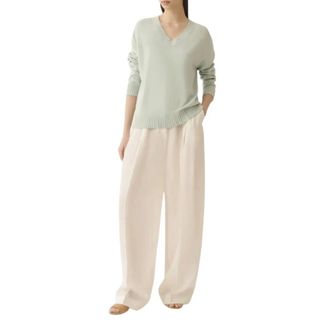 Fabiana Filippi Pull Col en V en Coton - Femme - Pulls - Vert - Taille: 40 FR