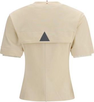 Moncler Logo-Embroidered Cotton T-Shirt - Beige