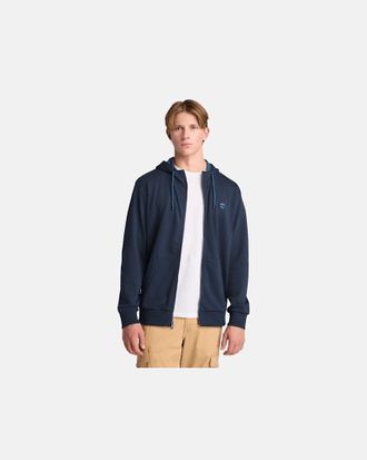 Timberland Oyster River Kapuzenjacke mit Logo auf der Brust und durchgehendem Rei&szlig;verschluss f&uuml;r Herren in Dunkelblau, Herren, Blau, Gr&ouml;&szlig;e