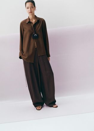 Mango Chemise crois&eacute;e naud marron - Femme - XS - MANGO