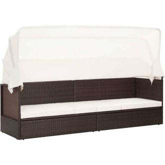 vidaXL Vidaxl - Canap&eacute; de jardin avec auvent R&eacute;sine tress&eacute;e Marron