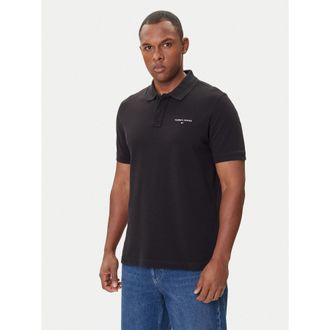Tommy Jeans Poloshirt Linear DM0DM20914 Schwarz Regular Fit