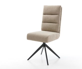 DELIFE Drehstuhl Pela-Flex Boucl&eacute; Schlamm Kreuzgestell breit Schwarz 360&deg; drehbar Wippfunktion Taschenfederkern, Esszimmerst&uuml;hle