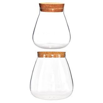 Cabilock 2st Flasche Aus Korkglas Glas Mit Korken Küche Lagerung Gl? Glas Terrarium Sukkulenten Terrarium Kaffee Jar Durchstechflaschen Runde Kork Glas Flasche
