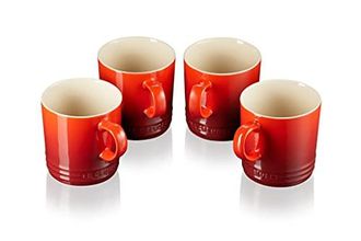 LE CREUSET 4er-Set Becher aus Steinzeug, je 350 ml, Kirschrot, 79113350600000