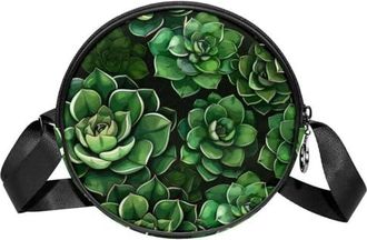 Generic Circle Sac &agrave; bandouli&egrave;re pour femme, petit sac &agrave; bandouli&egrave;re vert sans couture avec fermeture &eacute;clair, bretelles r&eacute;glables, sac &agrave; main rond d&eacute;contract&eacute;