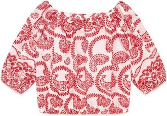 Maliparmi Maliparmi, Femme, Blouses et Chemises, Rouge, Taille: 38 FR Broderie Anglaise Shirt