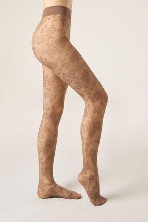 Calzedonia Transparente Strumpfhose Mit Blumen Braun