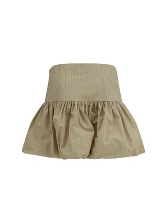 Ganni Womens Mini Skirt Ruffled Summer Sand Cotton