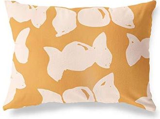 Bonamaison Le Jardin du Lin Kissen Zierkissenbezug Orange-Off Weiß Kissenbezug, Weich Bequem, Für Zuhause Autos Büro Sofa Wohnzimmer Couch Schlafzimmer Dekor, 35