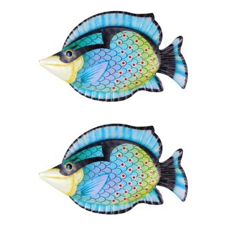 Amosfun Kreative Fisch Wandkunst Aus Eisen 11.8X6.7 Zoll Tropische Fische Wanddeko F&uuml;r Garten Wohnzimmer Und B&uuml;ro Leicht Zum Aufh&auml;ngen