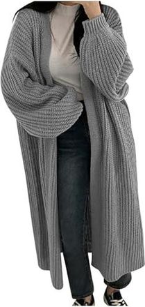 Generico Cardigan long pour femme en tricot à manches longues pour automne et hiver, gris, XL