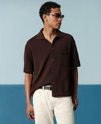 Arket Chemise en maille textur&eacute;e - Marron chocolat
