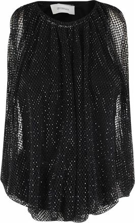 Sportmax Femme, Tops, Noir, Taille: 38 FR Haut en Maille Nou&eacute; avec Cristaux