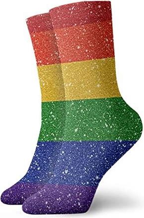 Generic Hommes Socquettes Drapeau De La Fierté Gaie À Paillettes Arc-En-Ciel, Chaussettes Sport Excellente Chaussettes Sport Homme Respirantes Chaussettes De 