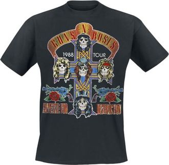 Guns n' Roses Tour 1988 Homme T-Shirt Manches Courtes Noir L, 100% Coton, Regular/Coupe Standard