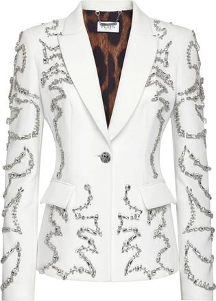 Philipp Plein Femme, Vestes, Blanc, Taille: 42 FR Blazer Cady Super-h&eacute;ro&iuml;ne