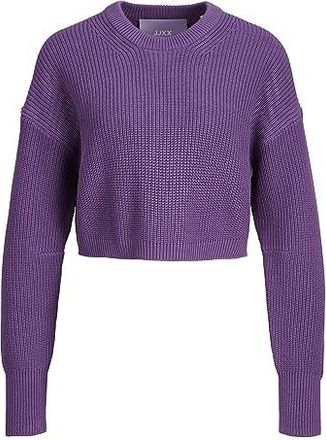 Jack & Jones Jxcarlota Ls Twist Cropped CN Pull en Tricot pour Femme, Lilas Royal, L