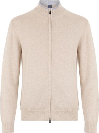 Fedeli Homme, Pulls, Beige, Taille: L Cardigan &eacute;l&eacute;gant avec fermeture &eacute;clair et manches longues