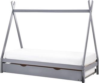 Beliani Beliani - Lit Enfant Gigogne en Bois de Pin 90 x 200 cm avec Sommier à Lattes Gris Talmontiers