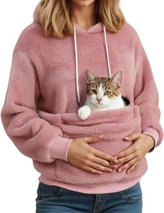 Generic Sweat a Capuche Femme Pull pour Chat avec Grande Poche Sweat Kangourou Chat Manches Longues Sweat-Shirts Femme Chien Titulaire Transporteur Pochette p