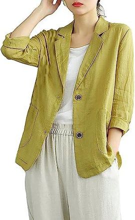 Generic Blazer en Lin Femme : Blazer Dété Femme Léger Manches Longues Blazer Femme Casual Open Front Cardigan Blazer Manches Longues Blazer Cardigan Décontrac