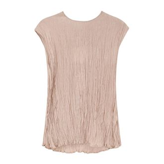 Alysi Femme, Blouses et Chemises, Rose, Taille: 38 FR Haut Textur&eacute; &agrave; Col Rond