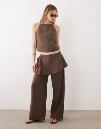 Asos Pantalon densemble ajust&eacute; avec jupe - Marron