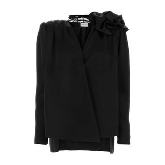 Magda Butrym Klassische Bluse mit gerafften Blumen - - Blouses & Shirts - Damen - Schwarzk - XS