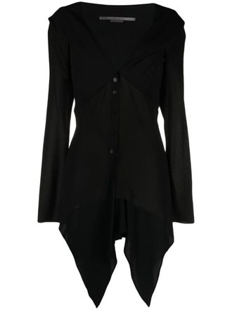 Stella McCartney cardigan en soie &agrave; ourlet asym&eacute;trique - Noir