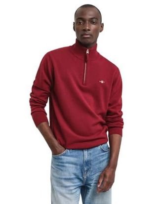 GANT Laine dagneau avec Demi-Fermeture &eacute;clair Pull-Over, Rouge plumped, XL Homme