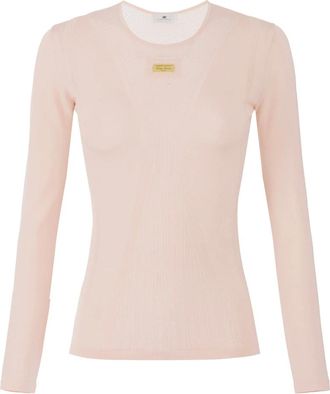 Elisabetta Franchi Femme, Pulls, Beige, Taille: 42 FR Top en maille ajour&eacute;e